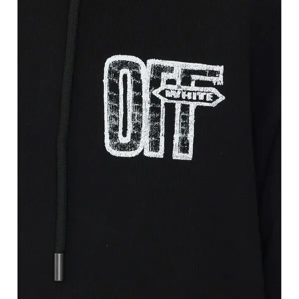 Off-White Graphic Print Hooded Sweatshirt - Black