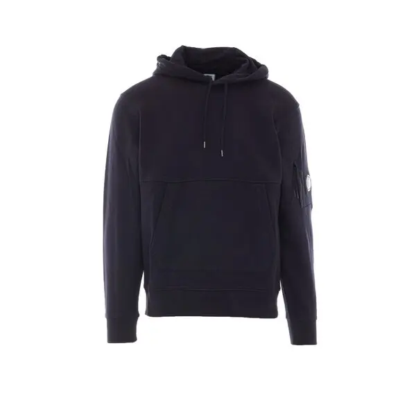 C.P. COMPANY Diagonal Raised Fleece Lens Logo Hoodie - Blue
