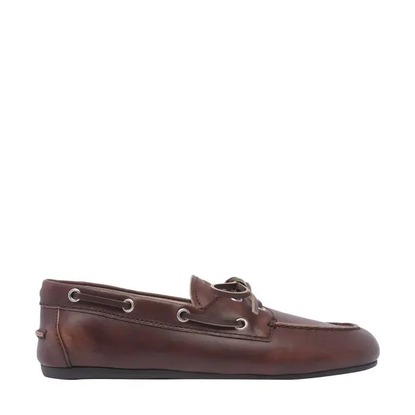 Miu Miu Logo Deck Loafers - Brown