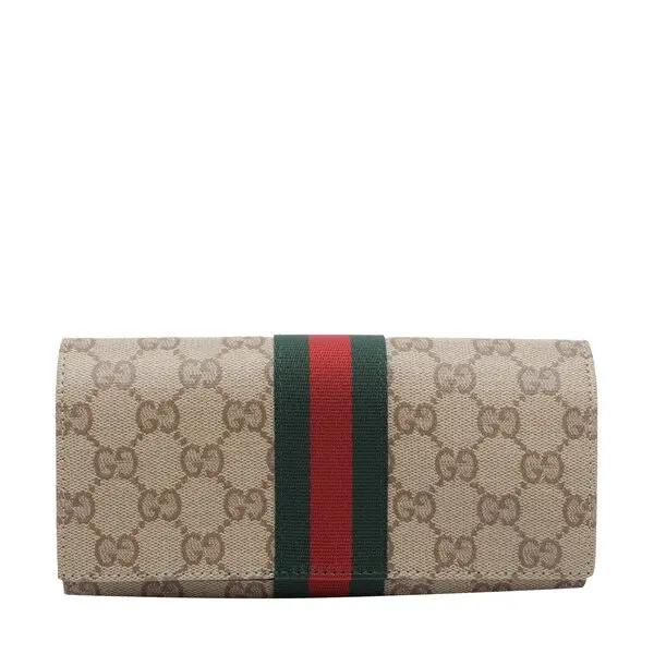 Gucci Web Tape And Gg Long Wallet - Gray