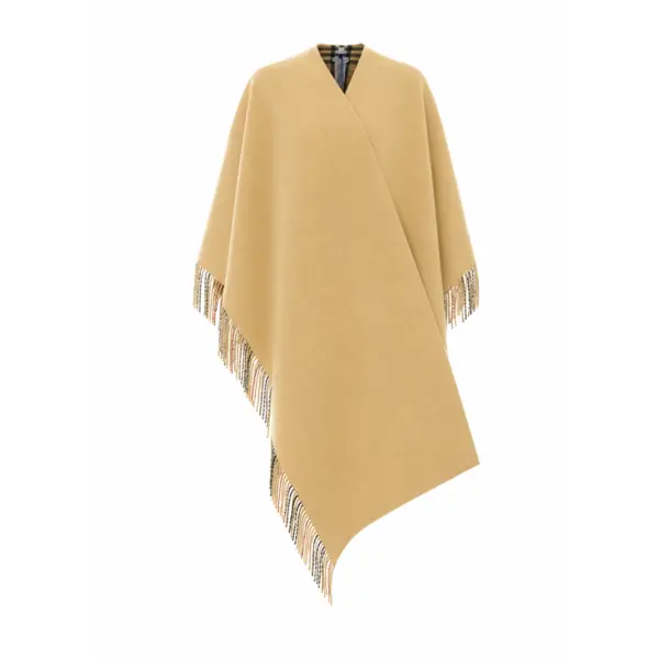 Burberry Blanket Style Wool Cape With House Check Logo