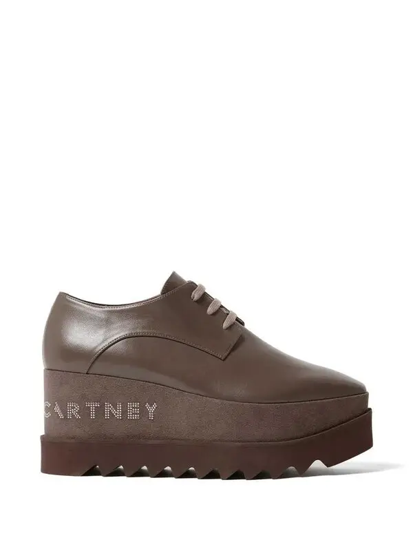 Stella McCartney Elyse Logo Derbies With Wedge Sole - Brown