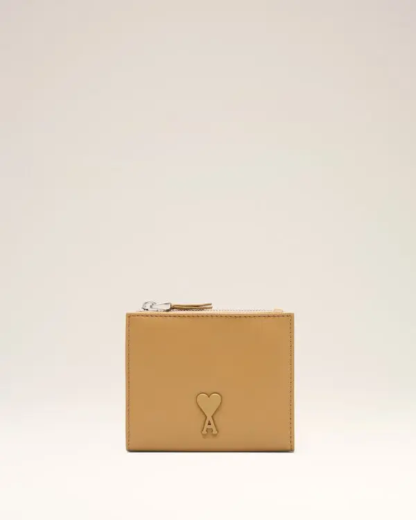 AMI Paris Yellow Cowhide Leather Voulez-vous Folded Wallet Yellow