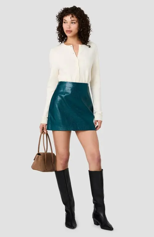 French Connection Croc Embossed Faux Leather Miniskirt
