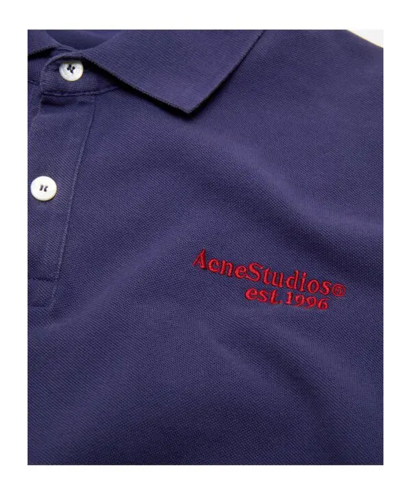 Acne Studios Logo Embroidered Polo T-shirt - Navy