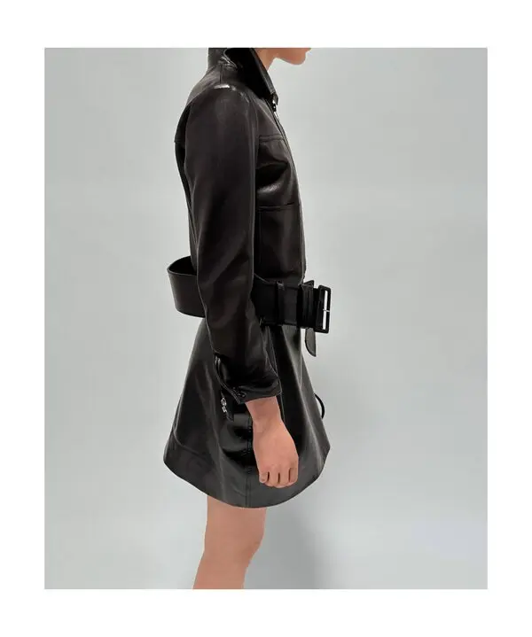 Celine Soft Lambskin Leather Belted Jacket