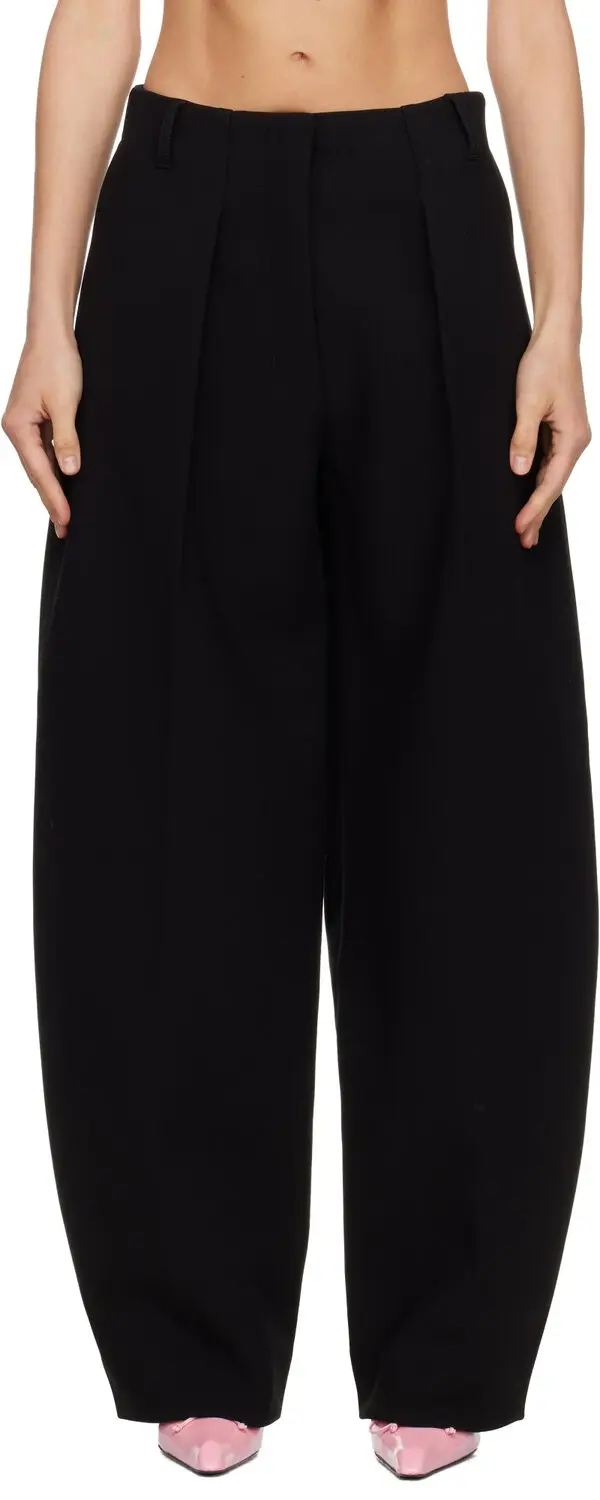 Jacquemus Ovalo High Waist Wide Leg Trousers - Black