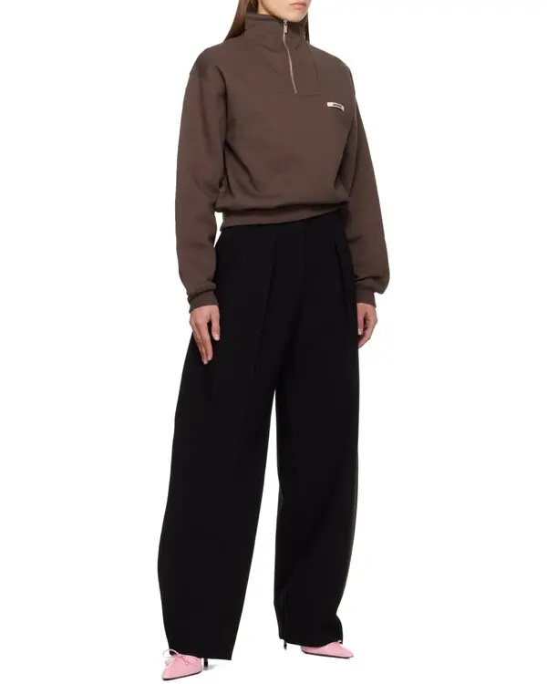 Jacquemus Ovalo High Waist Wide Leg Trousers - Black