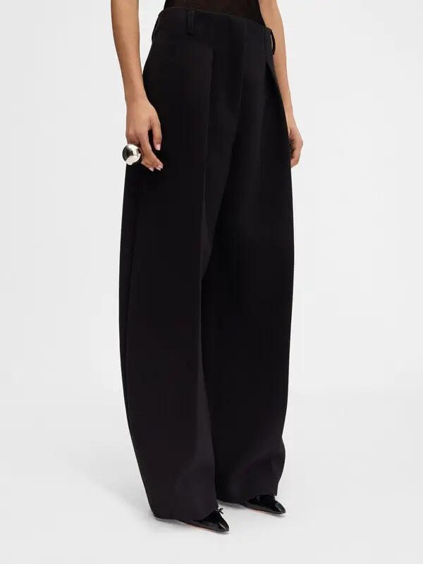 Jacquemus Ovalo High Waist Wide Leg Trousers - Black