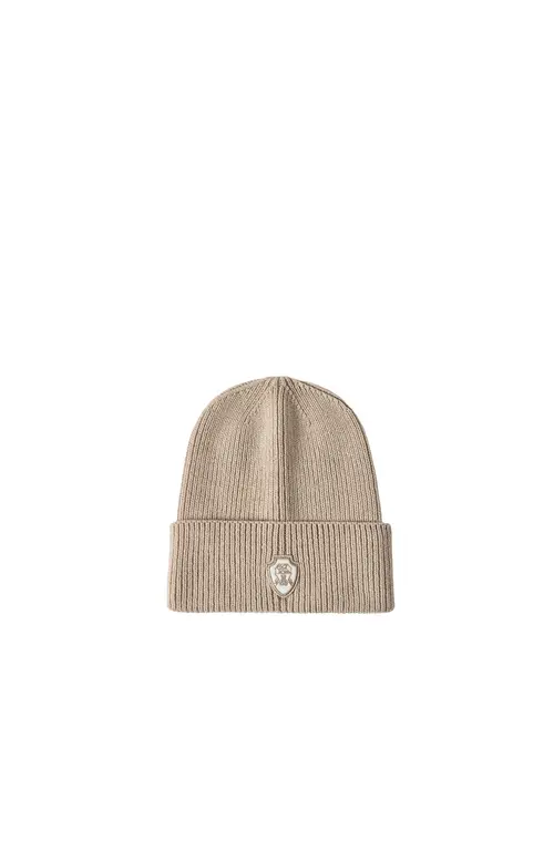 Brunello Cucinelli Cashmere English Rib Knit Beanie With Patch Logo