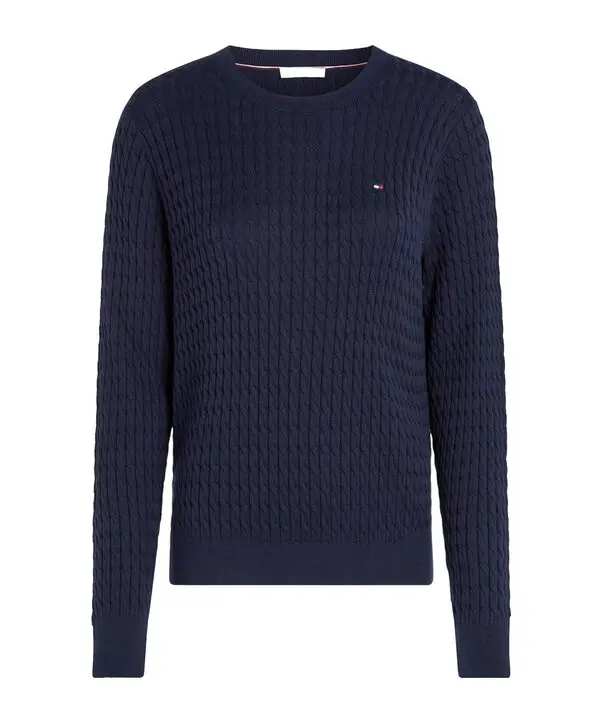 Tommy Hilfiger Cable Knit Crew Neck Pullover - Midnight Navy