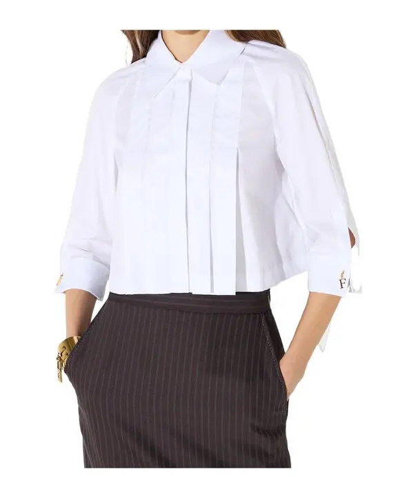Elisabetta Franchi Cotton Shirt With Pleats
