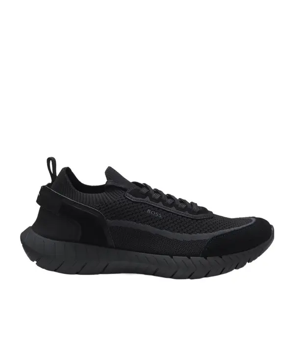 Hugo Boss Lace-up Suede Trainers With A Knit Sock