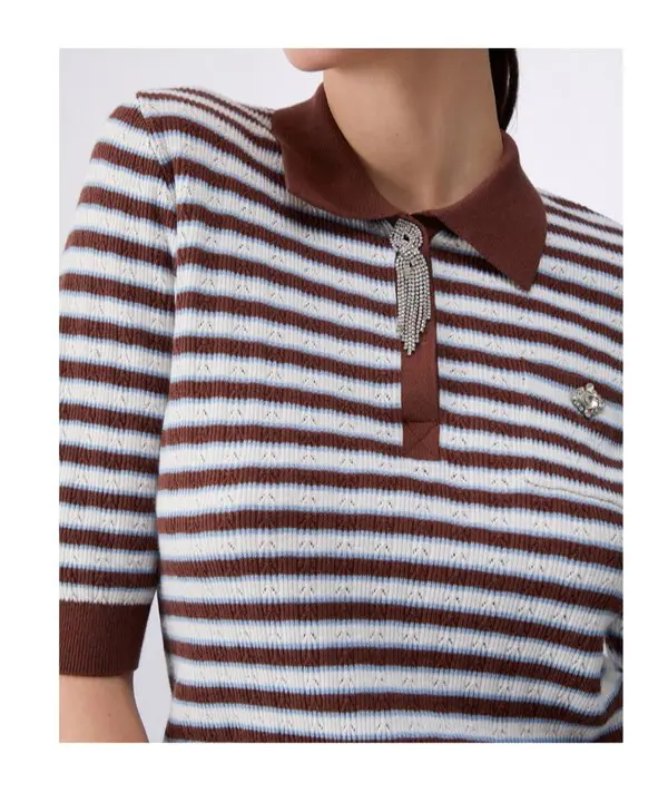 Liu Jo Striped Jewell-embellishment Polo