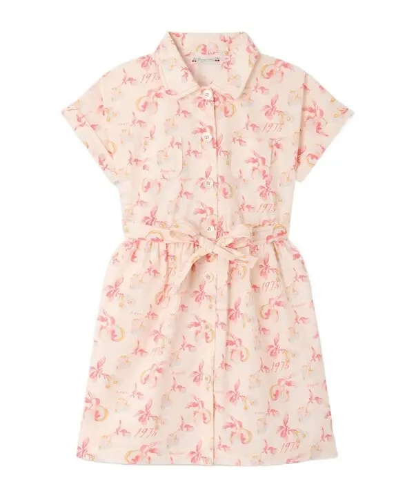 Bonpoint Belted Waist Floral Printed Shirt Dress - Ecru Print