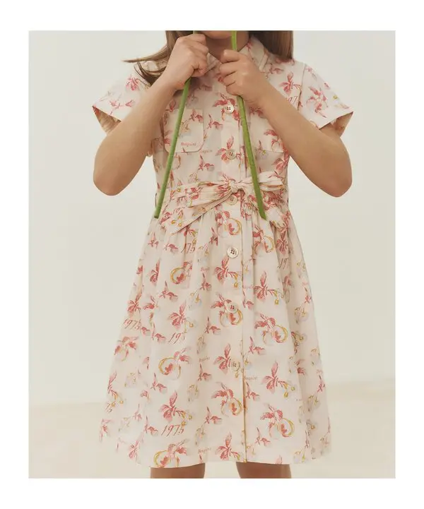 Bonpoint Belted Waist Floral Printed Shirt Dress