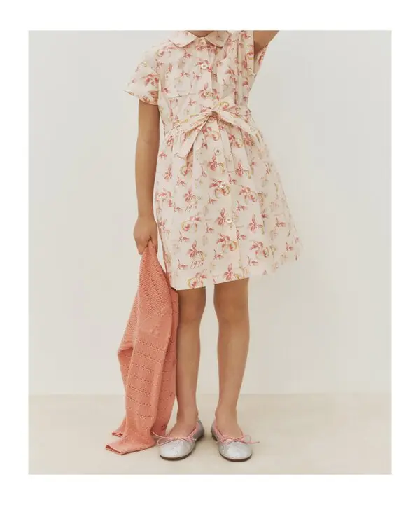 Bonpoint Belted Waist Floral Printed Shirt Dress