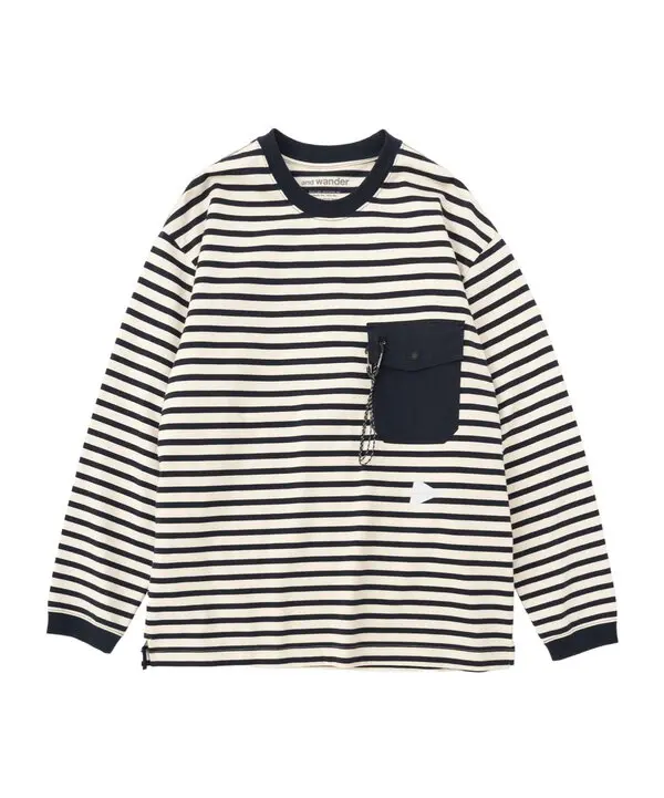 AND WANDER Striped Long-sleeved T-shirt - White
