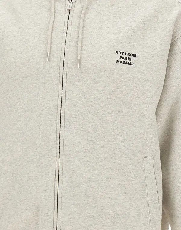 Drole De Monsieur Slogan Zip Hoodie - Grey