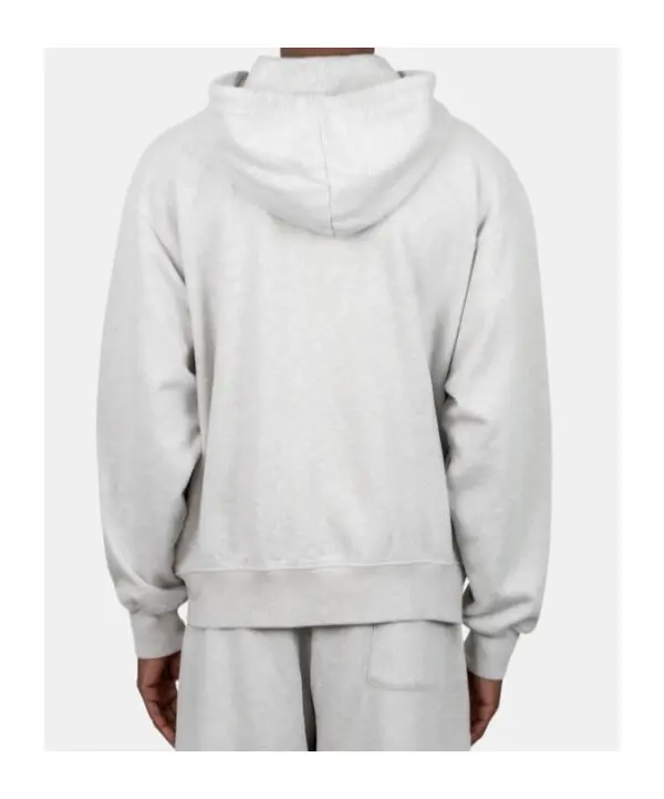 Drole De Monsieur Slogan Zip Hoodie - Grey