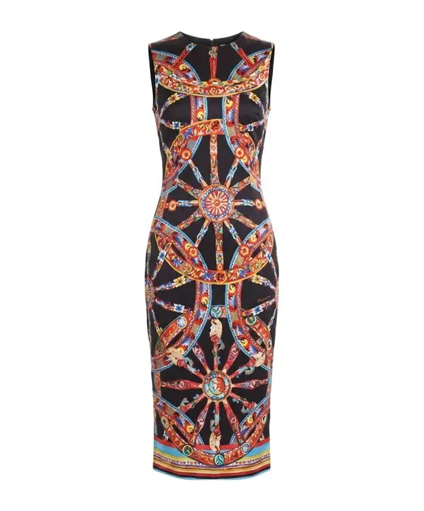 Dolce & Gabbana Carretto-print Satin Dress - Multi-color