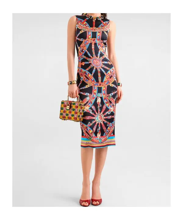 Dolce & Gabbana Carretto-print Satin Dress