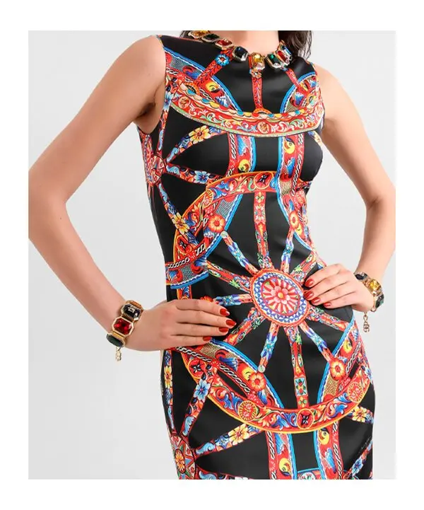 Dolce & Gabbana Carretto-print Satin Dress