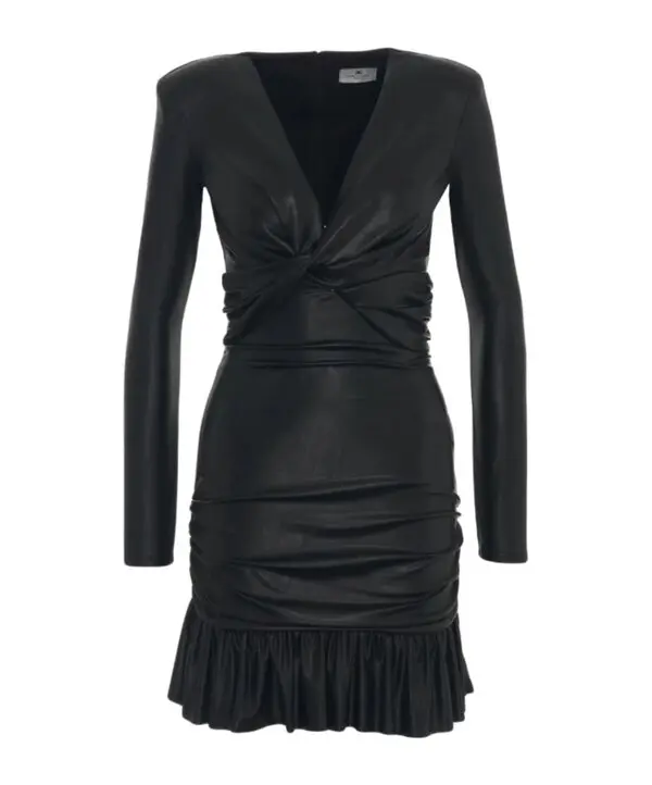 Elisabetta Franchi V-neck Knotted Dress - Black