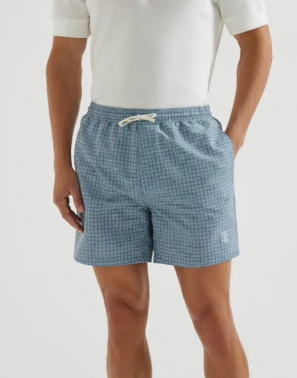 Brunello Cucinelli Allover Printed Drawstring Swim Shorts