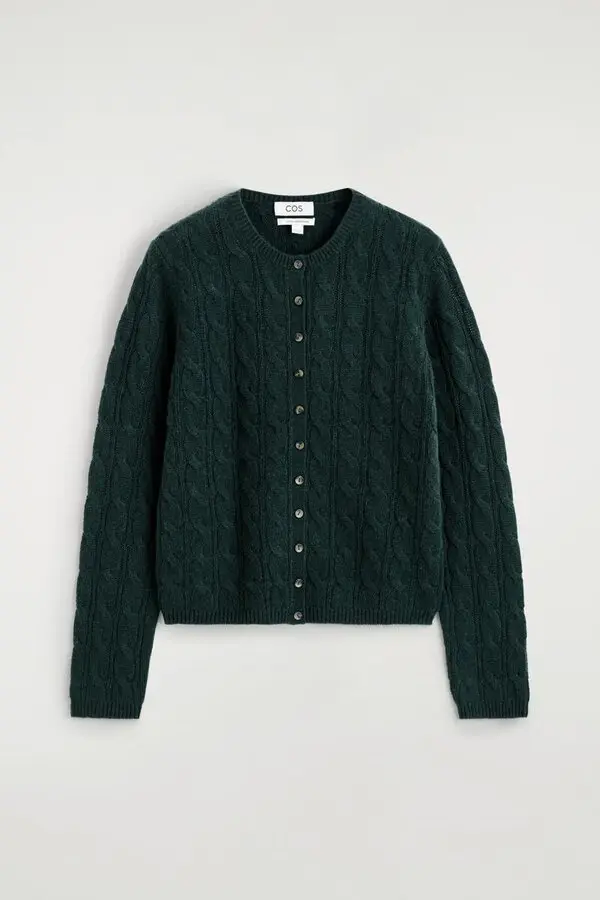 Cos Cable-knit Cashmere Cardigan - Green