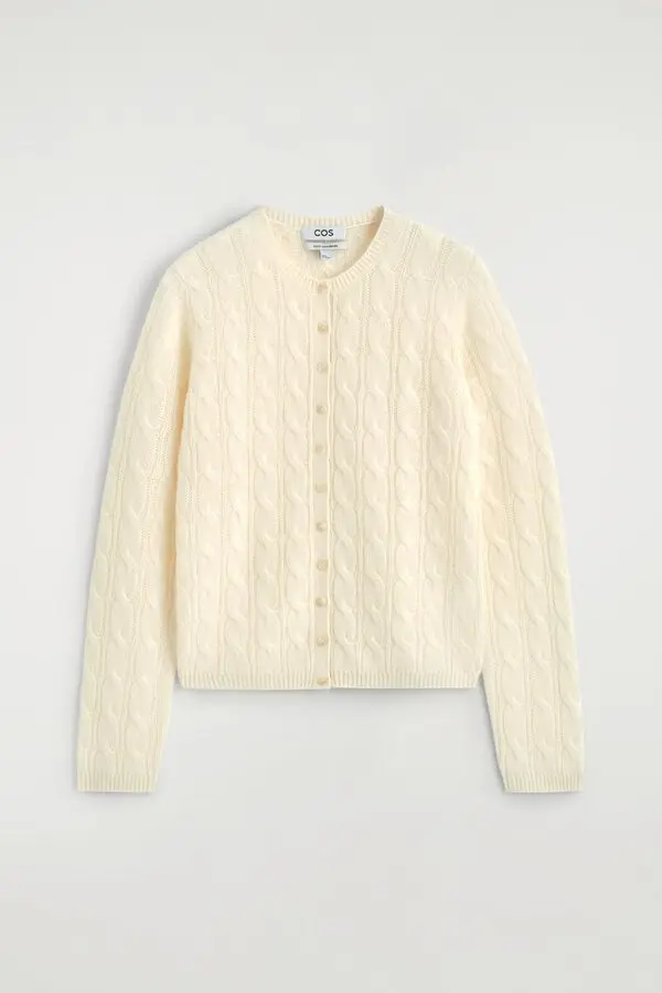 Cos Cable-knit Cashmere Cardigan - White