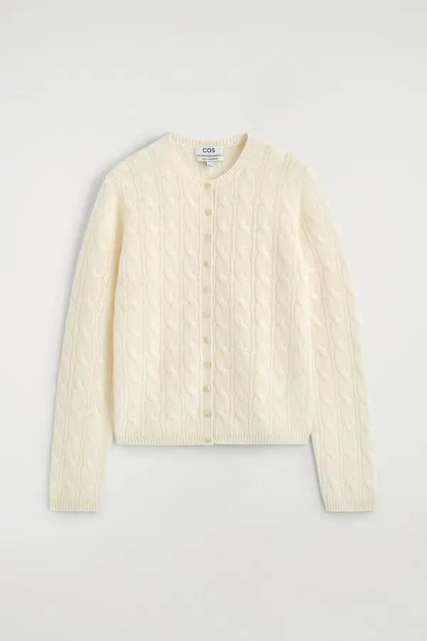 Cos Cable-knit Cashmere Cardigan - White