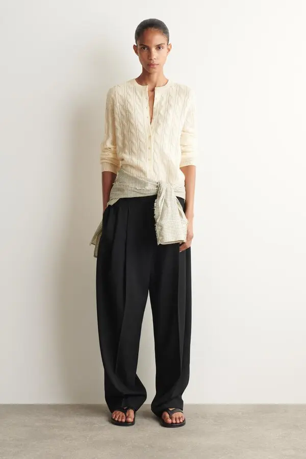 Cos Cable-knit Cashmere Cardigan - White