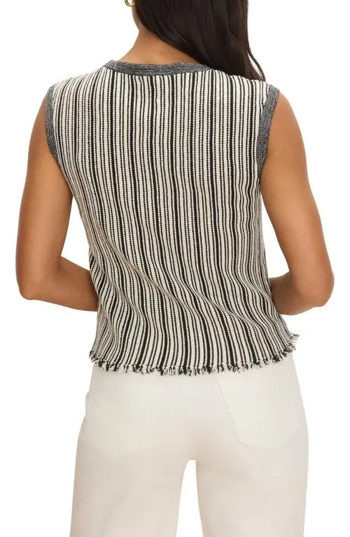 NIC+ZOE This And That Stripe Fringe Trim Sweater Tank
