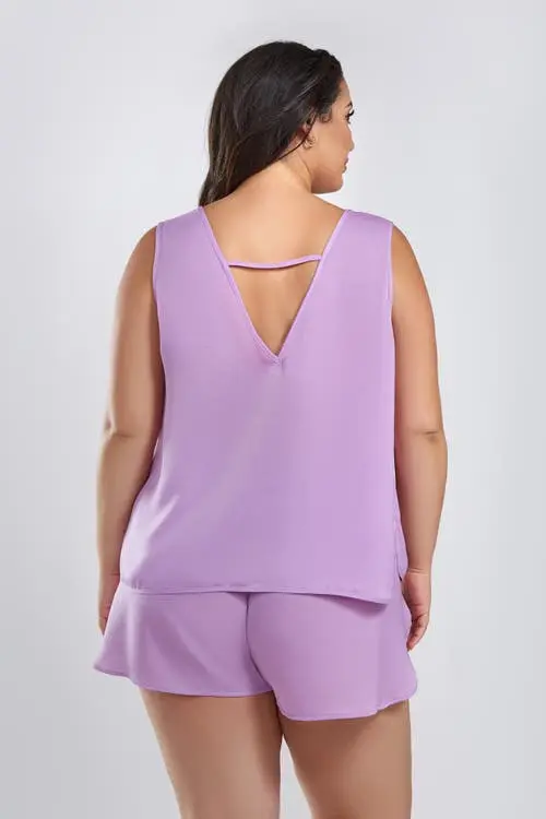 ICOLLECTION Satin Sleeveless Top And Shorts Set