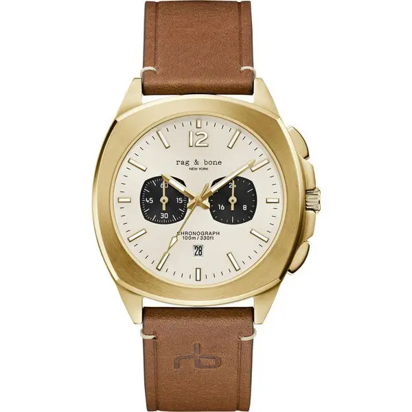 Rag & Bone Bleeker Chronograph Leather Strap Watch