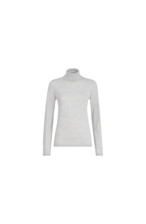 Brunello Cucinelli Cashmere And Silk Lightweight Turtleneck Sweater - Light Grey