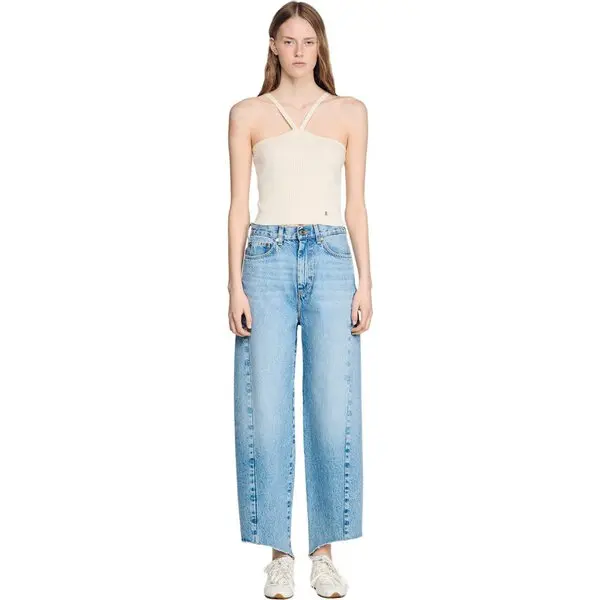 Sandro Short Ribbed Knit Top