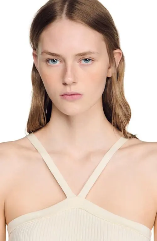 Sandro Short Ribbed Knit Top