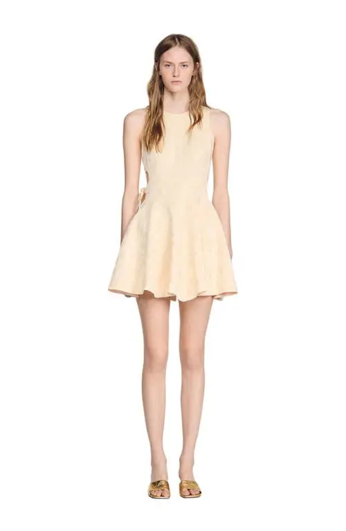 Sandro Short Floral Jacquard Dress