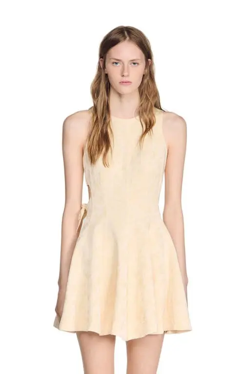 Sandro Short Floral Jacquard Dress