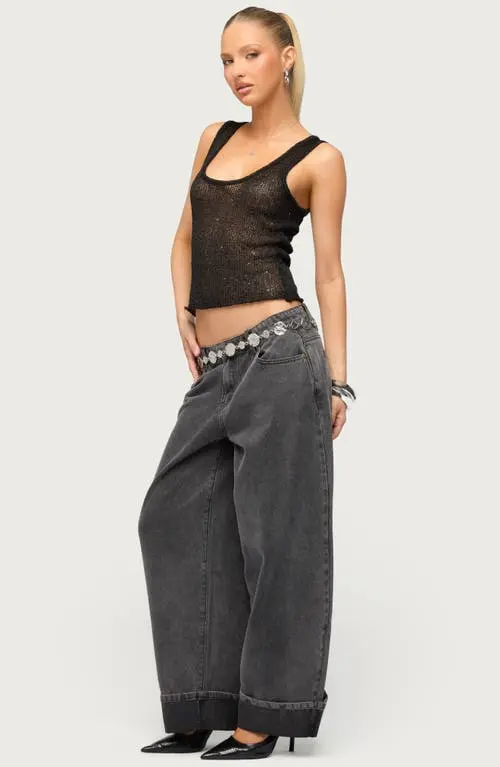 EDIKTED Eleora Sequin Knit Tank Top