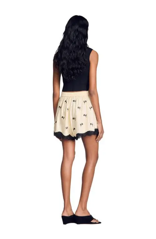 Sandro Floral Embroidered Shorts