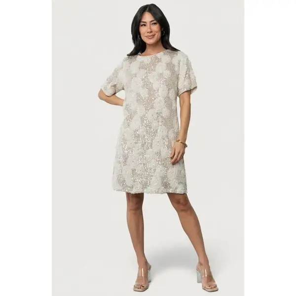 BALTIC BØRN Rhea Sequin Short Dress - Ivory