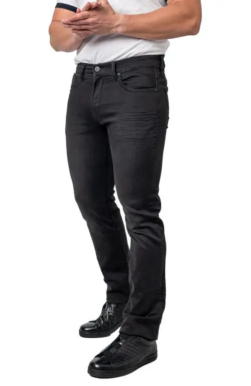 MACEOO Washed Straight Leg Jeans - Black