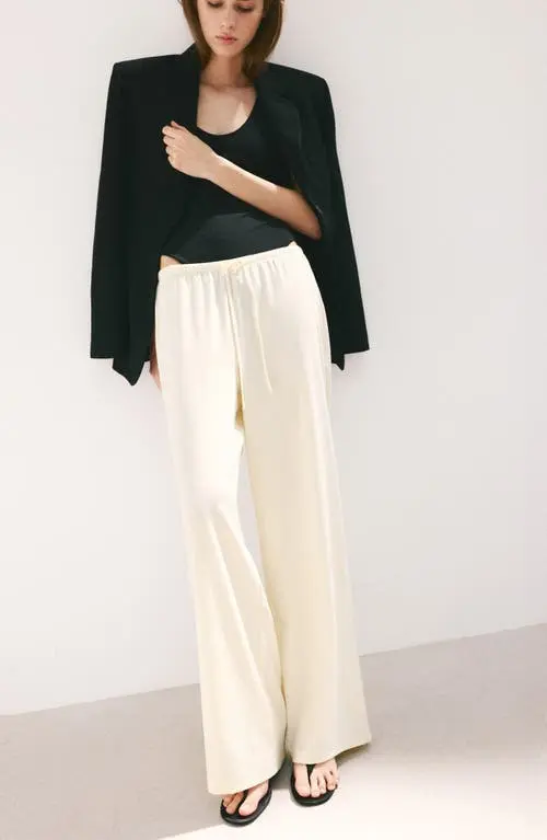 Mango Drawstring Mid Rise Straight Leg Pants