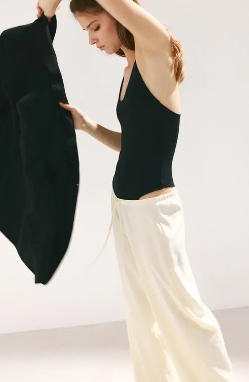 Mango Drawstring Mid Rise Straight Leg Pants