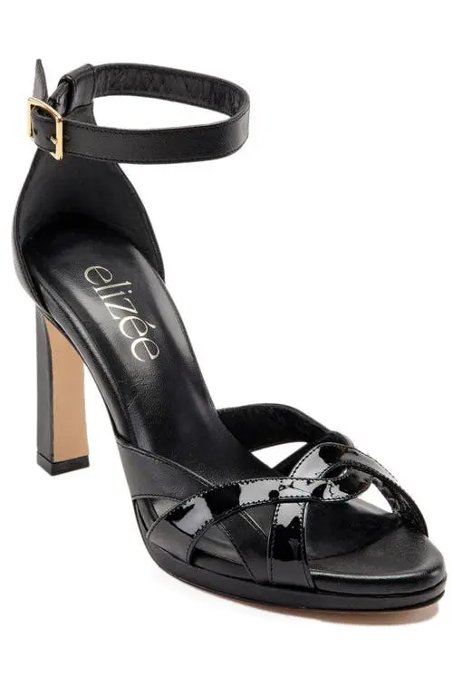 ELIZEE Rhea Sandal Leather Platform Heels - Black