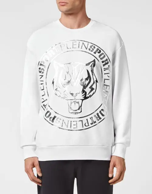 PLEIN SPORT Longsleeve Sweatshirt Tiger - White