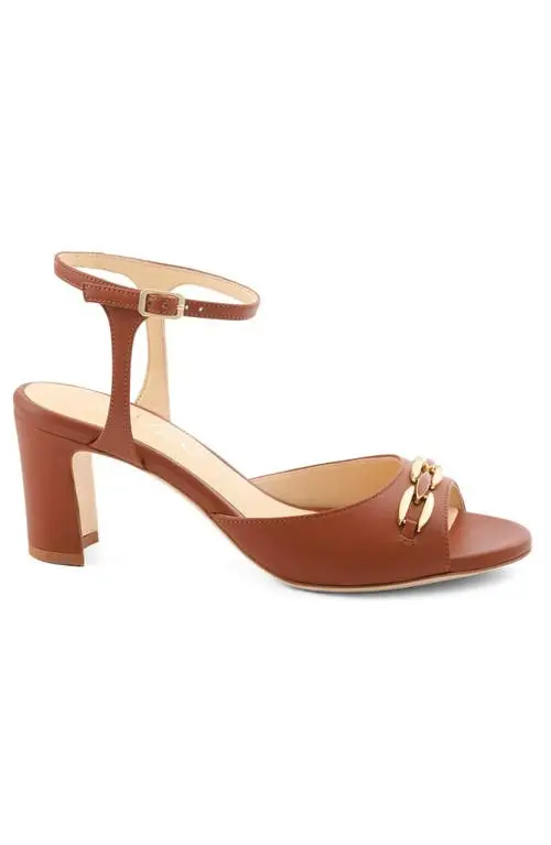 ELIZEE Tessa Sandal Leather Block Heel - Tan